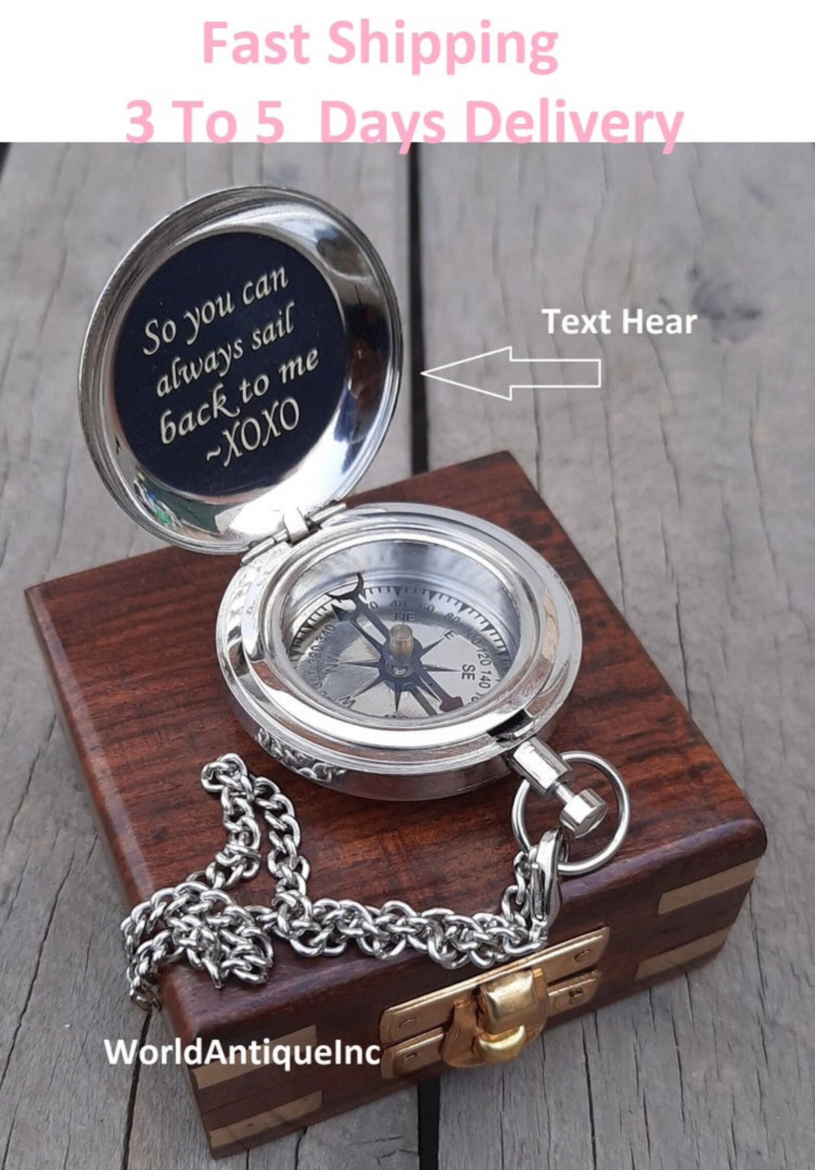 Compass Christmas T Silver Compass Personalized Compass Etsy