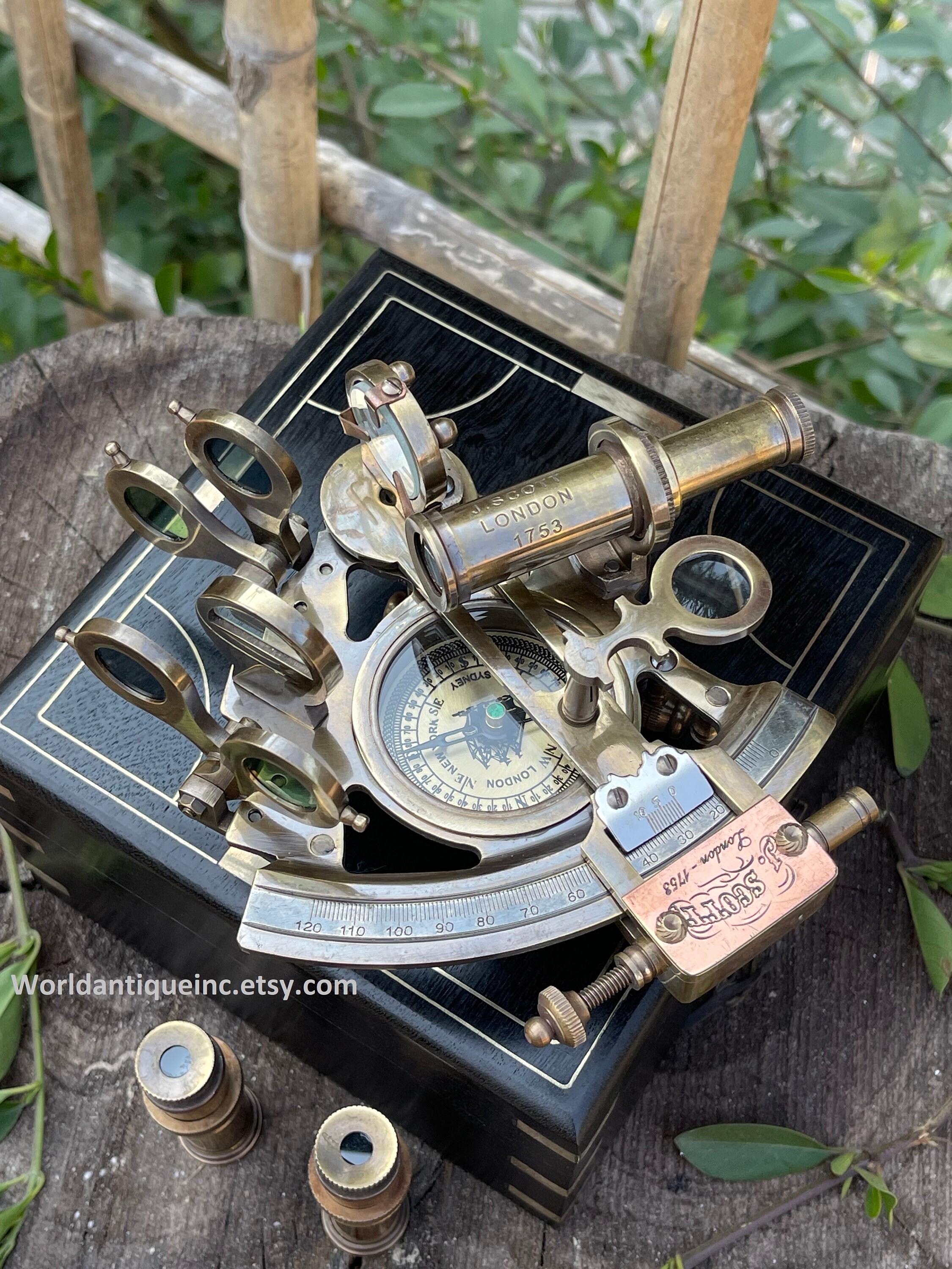 Personalized Nautical Brass Working Sextant With Compass, Antique ...