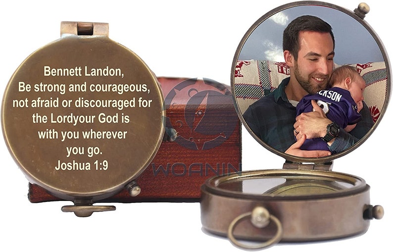 Engraved PHOTO Compass, Father's Day Personalized Compass, Christmas ...