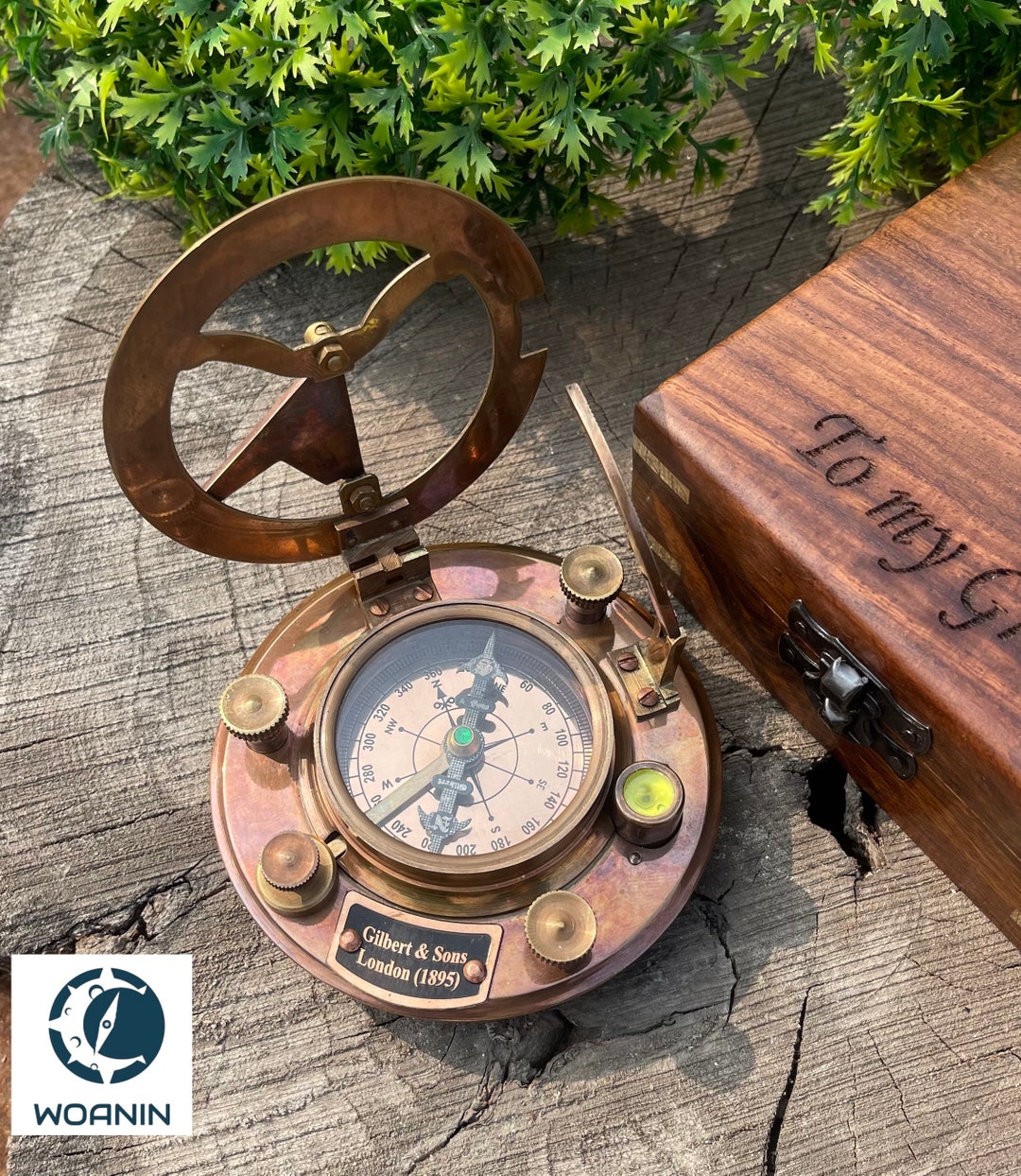 Christmas Gifts, Personalized Brass Compass, Engraved Working Sundial ...