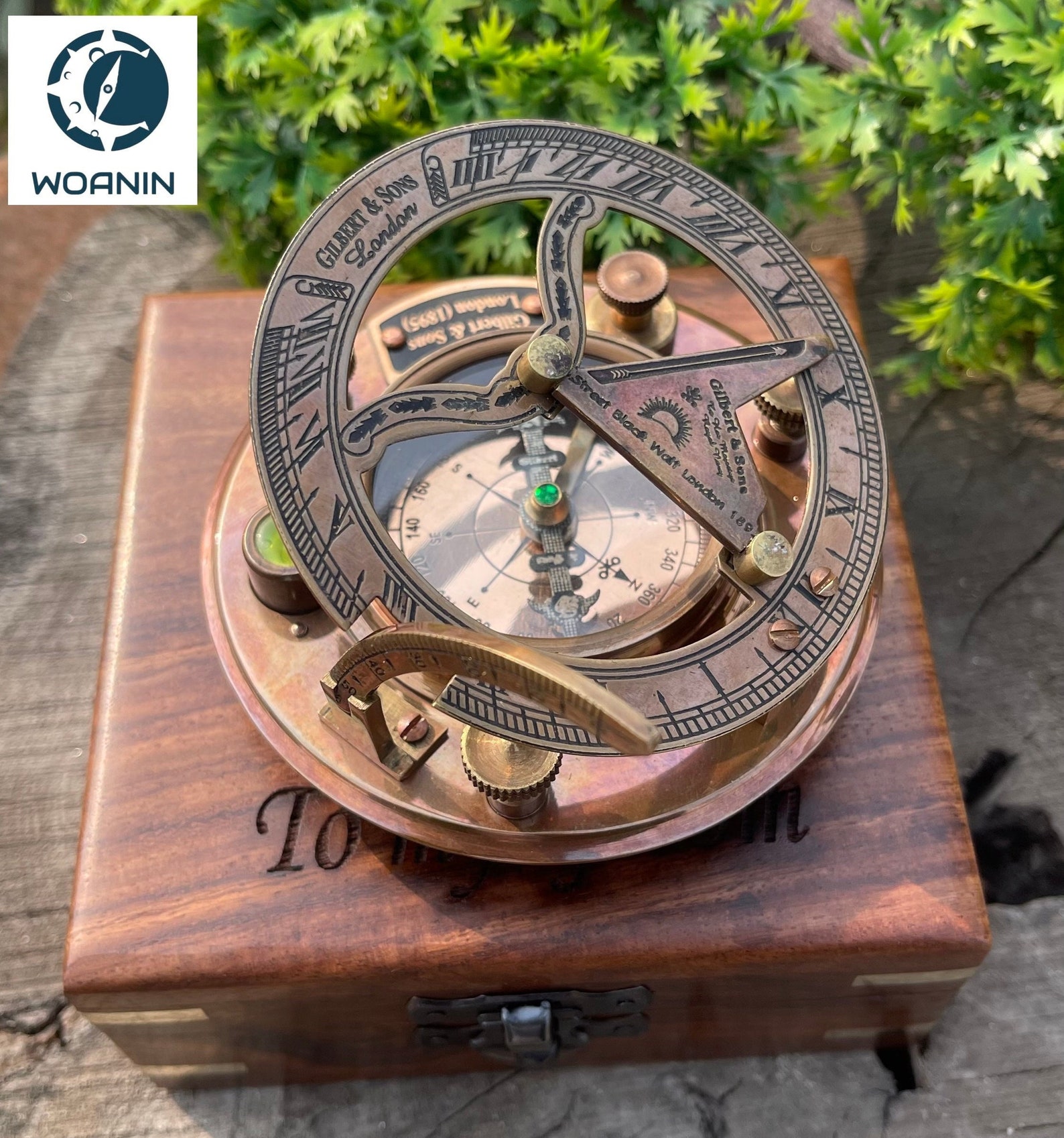 Christmas Gifts, Personalized Antique Compass, Engraved Working Sundial ...