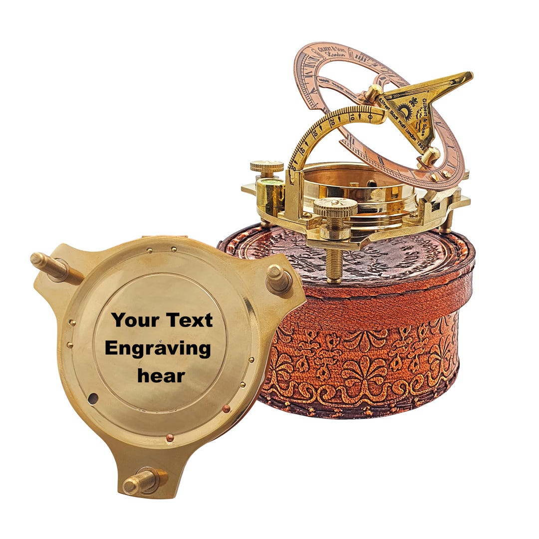Personalized Brass Sundial Compass: Engraved Vintage Gift - Etsy