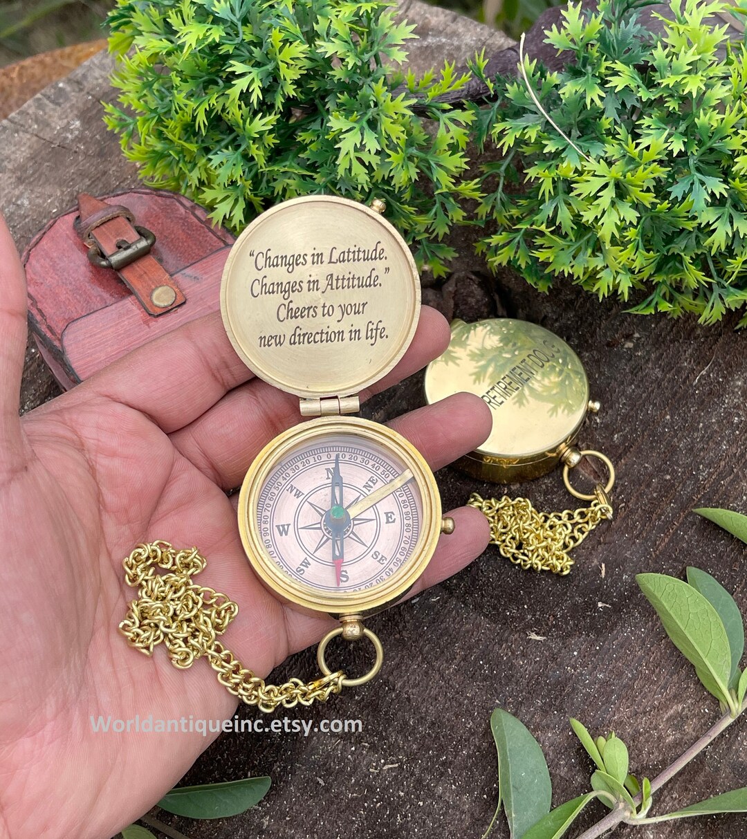 Engraved Working Brass Compass, Personalized Gift for Him, Custom ...