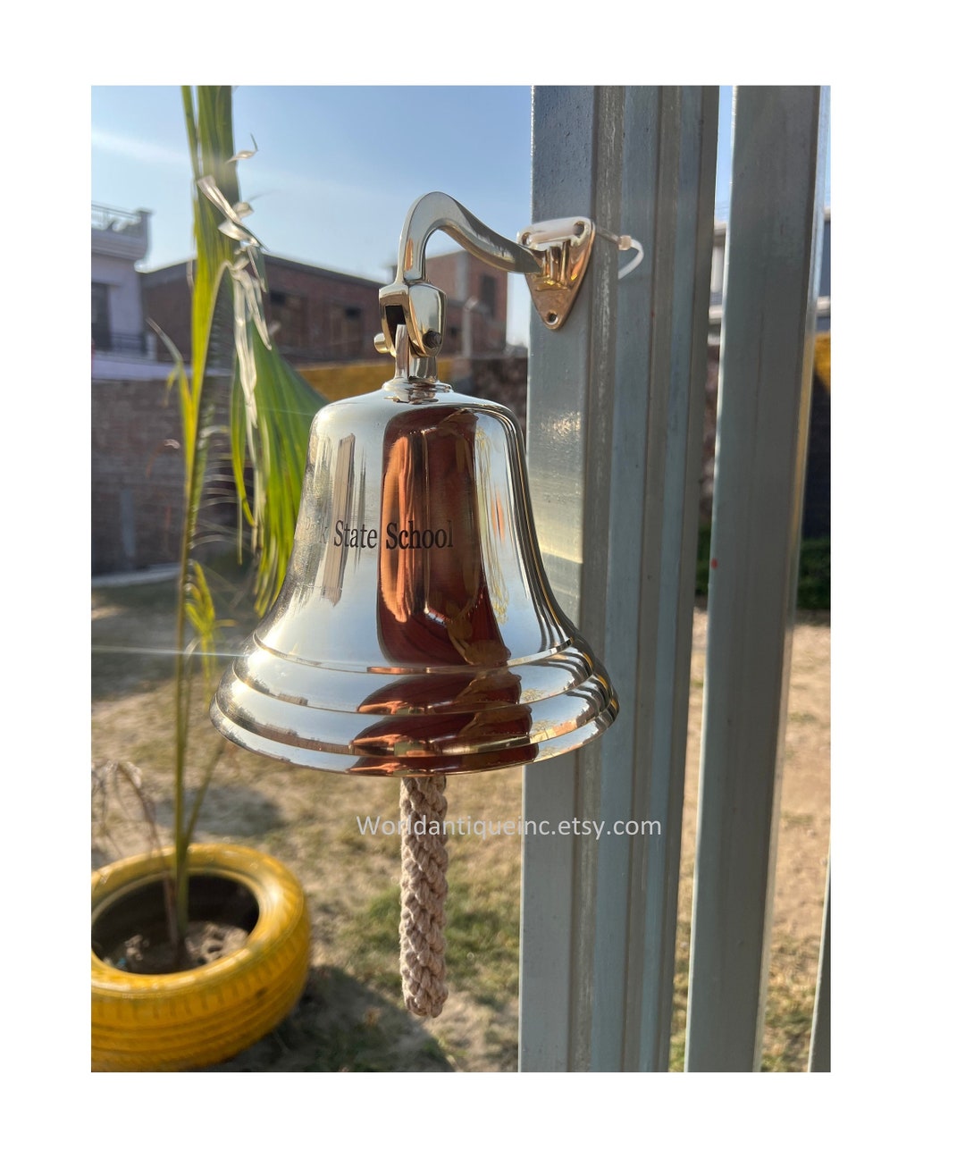 Personalized Brass Bell, Engraved School Wall Hanging Bell Indoor ...