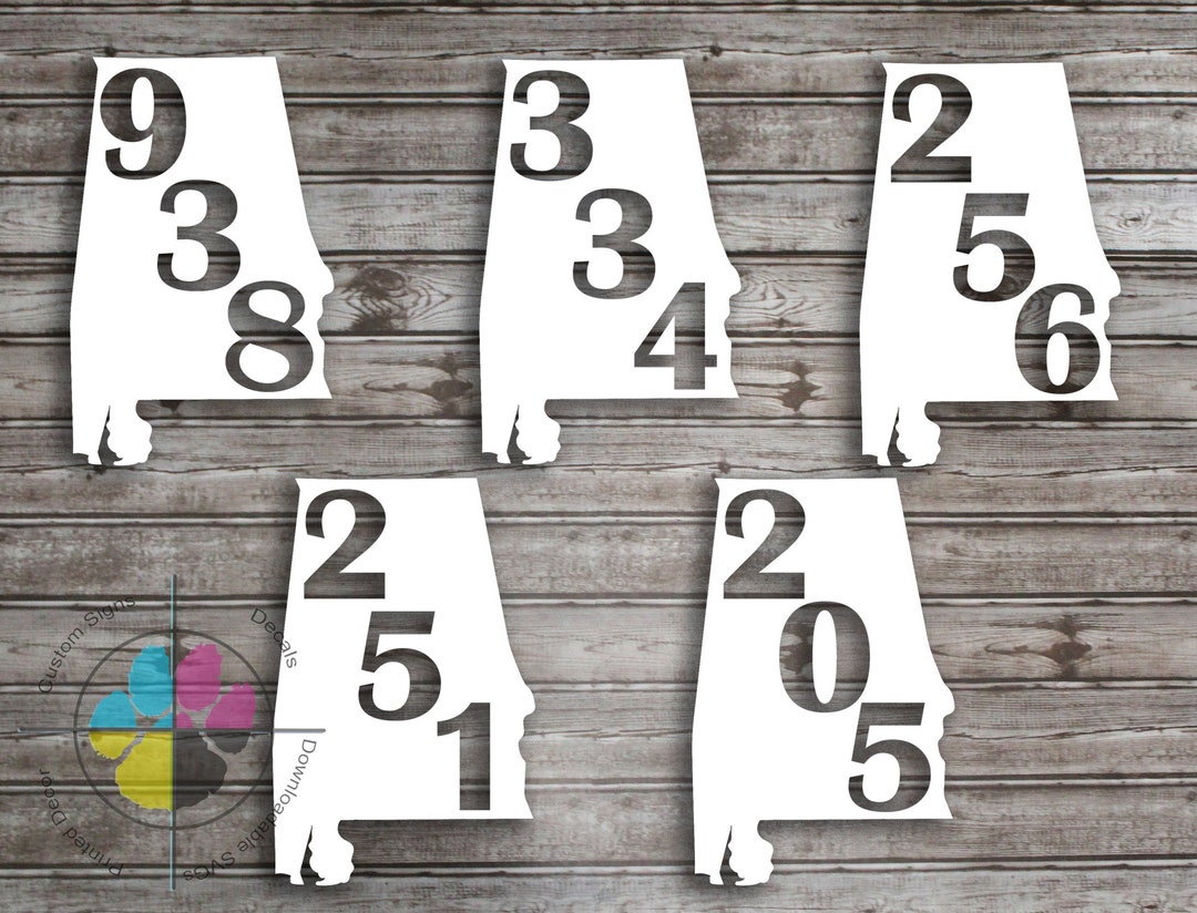 Alabama Area Code Decal; Alabama Decal; 251 Sticker; 205 Sticker; 256 ...