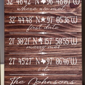Couples Coordinates Sign; Coordinates Sign; Wood Anniversary Sign; Wood ...