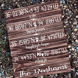 Couples Coordinates Sign; Coordinates Sign; Wood Anniversary Sign; Wood ...