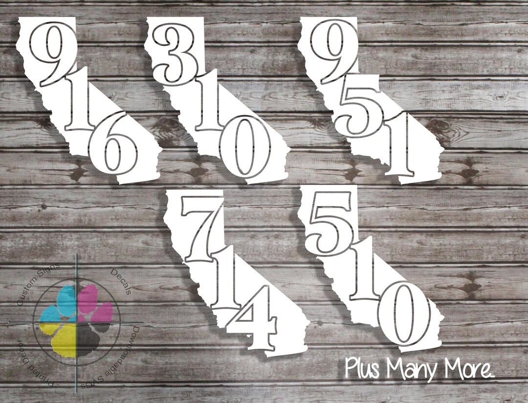 California Area Code Decal: 209, 714, 530, 310, 818 - 4" Sticker - Etsy