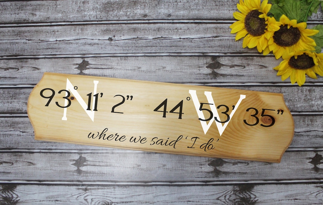 Handpainited Coordinates Sign; Coordinates Sign; Personalized Sign ...