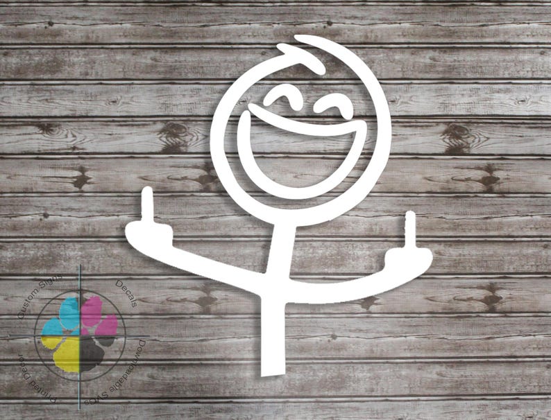 Middle Finger Stick Figure Decal - Vulgar Funny Decal - Etsy