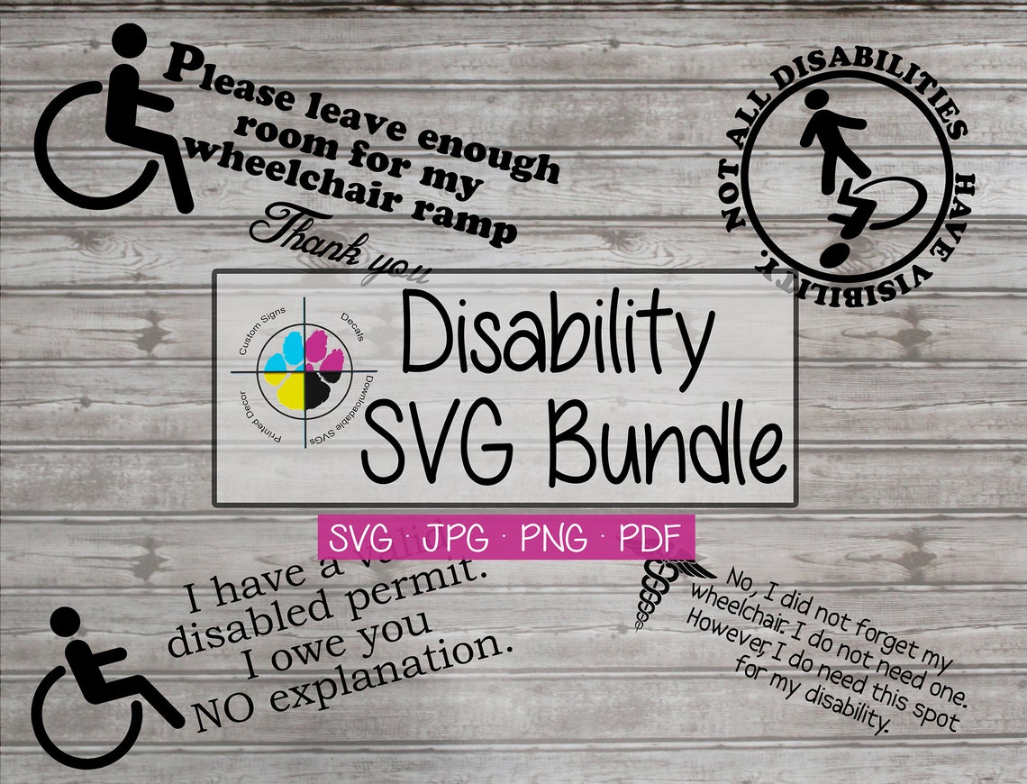 Disabilities SVG Bundle: Handicap & Disabled Parking Graphics (digital ...