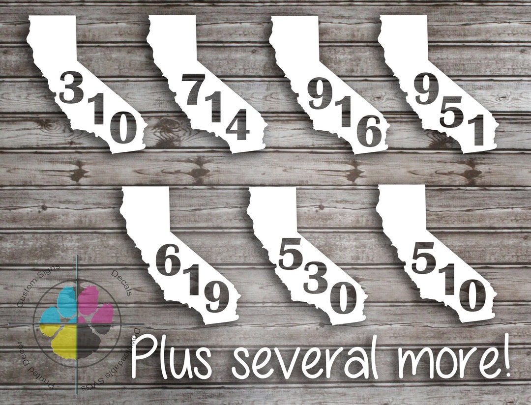 California Area Code Decal; California Decal; 209 Sticker; 714 Sticker ...