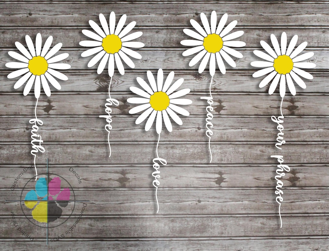 Customizable Daisy Decal: Hope, Love, Faith, Peace Sticker - Etsy