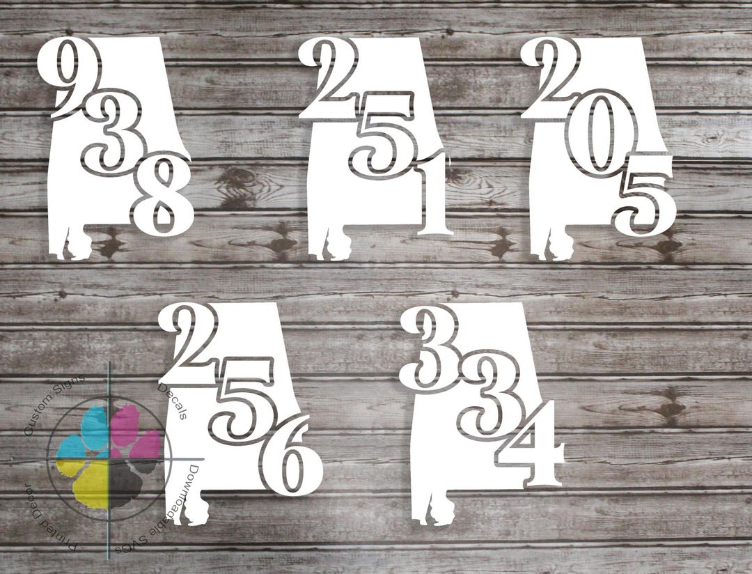 Alabama Area Code Decal: 251, 205, 256, 334, 938 - 4" Sticker - Etsy