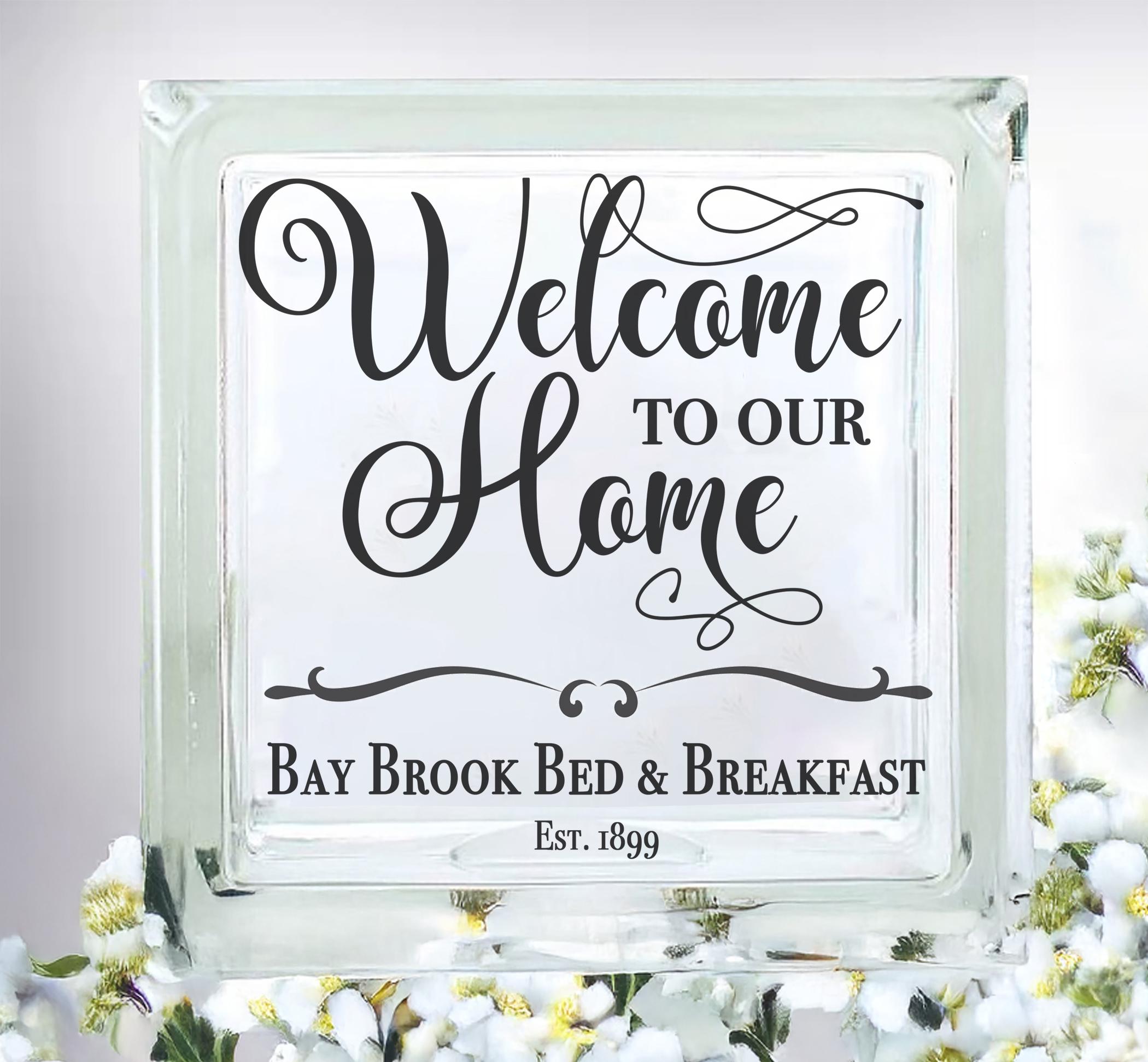 Custom Welcome Glass Block Decal; Decal for a Glass Block Container ...
