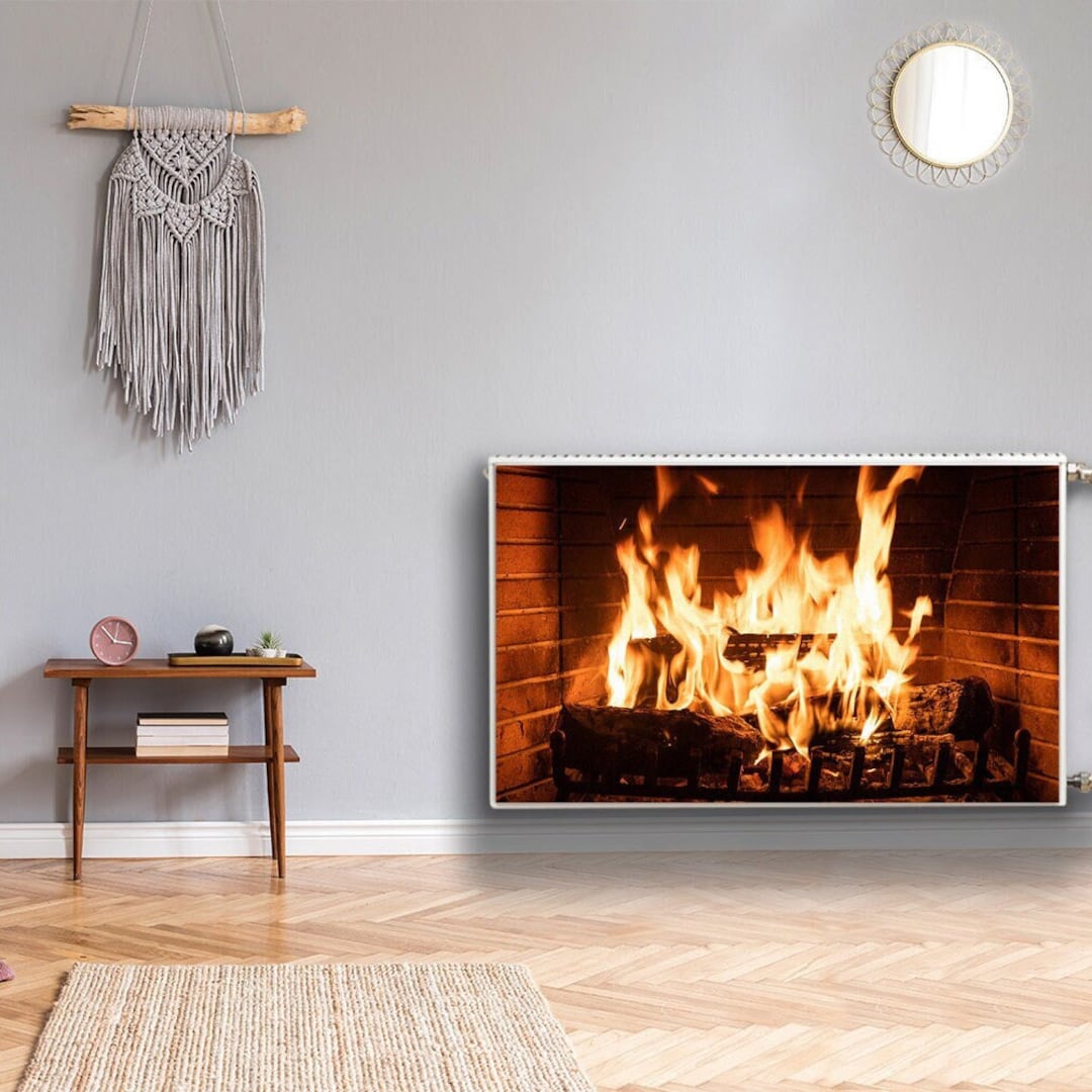 Radiator Cover for Home, Fireplace, Brownprinted Radiator, Orange ...