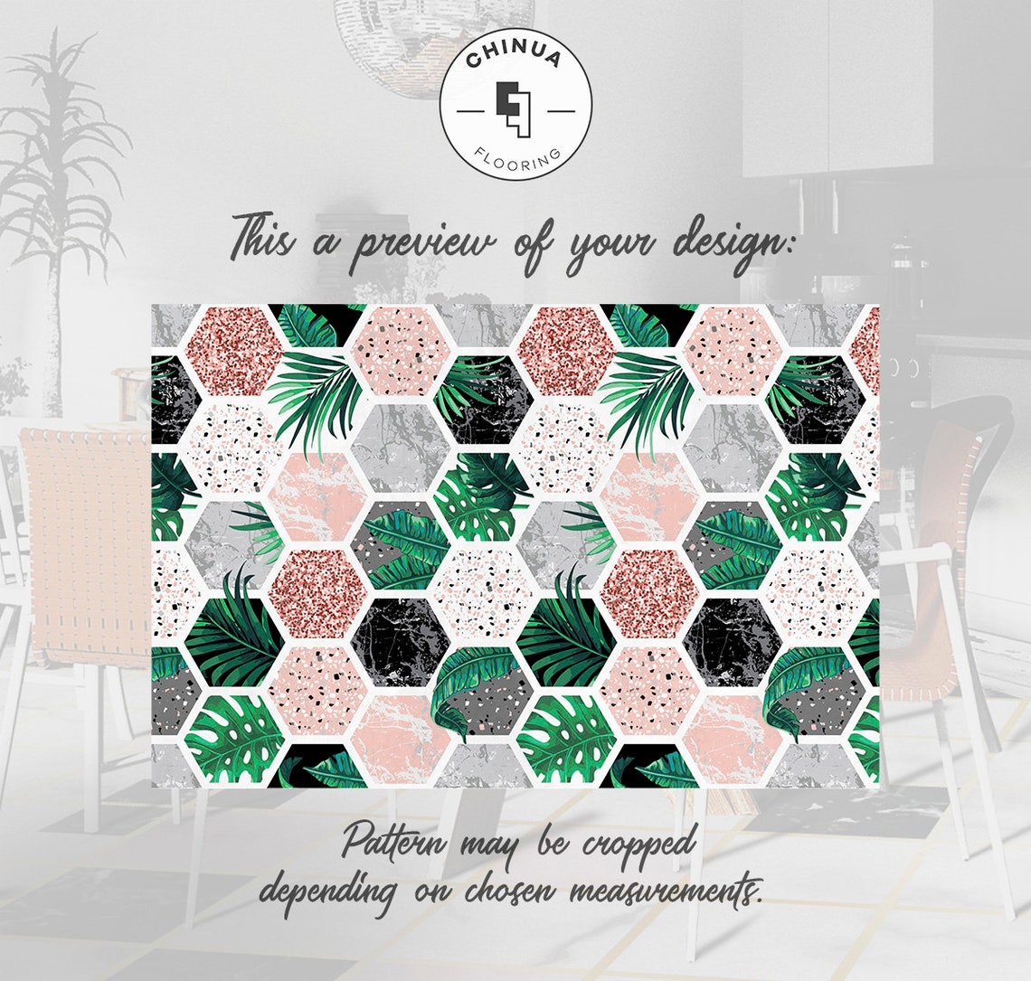 Tropic Hex Vinyl PVC Mat Hexagon PVC Mat Living Room Rug | Etsy