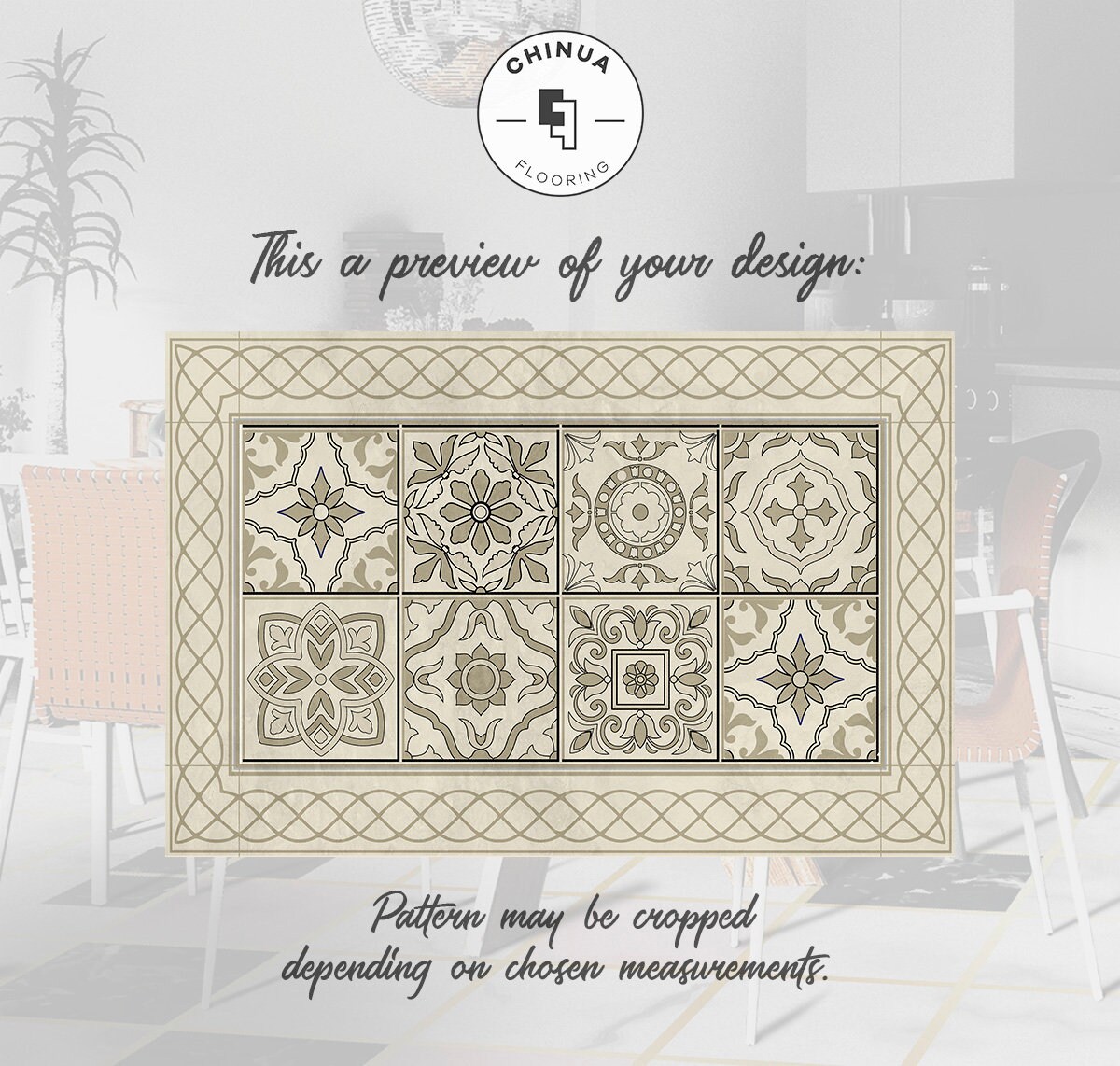 Madrid Beige Vinyl PVC Mat, Vinyl Carpet, Boho Floor Decor, Boho PVC ...