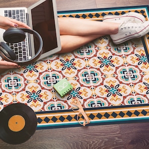 Supernova Red Vinyl PVC Mat, Linoleum Rug, Modern Home Decor, PVC Rug ...