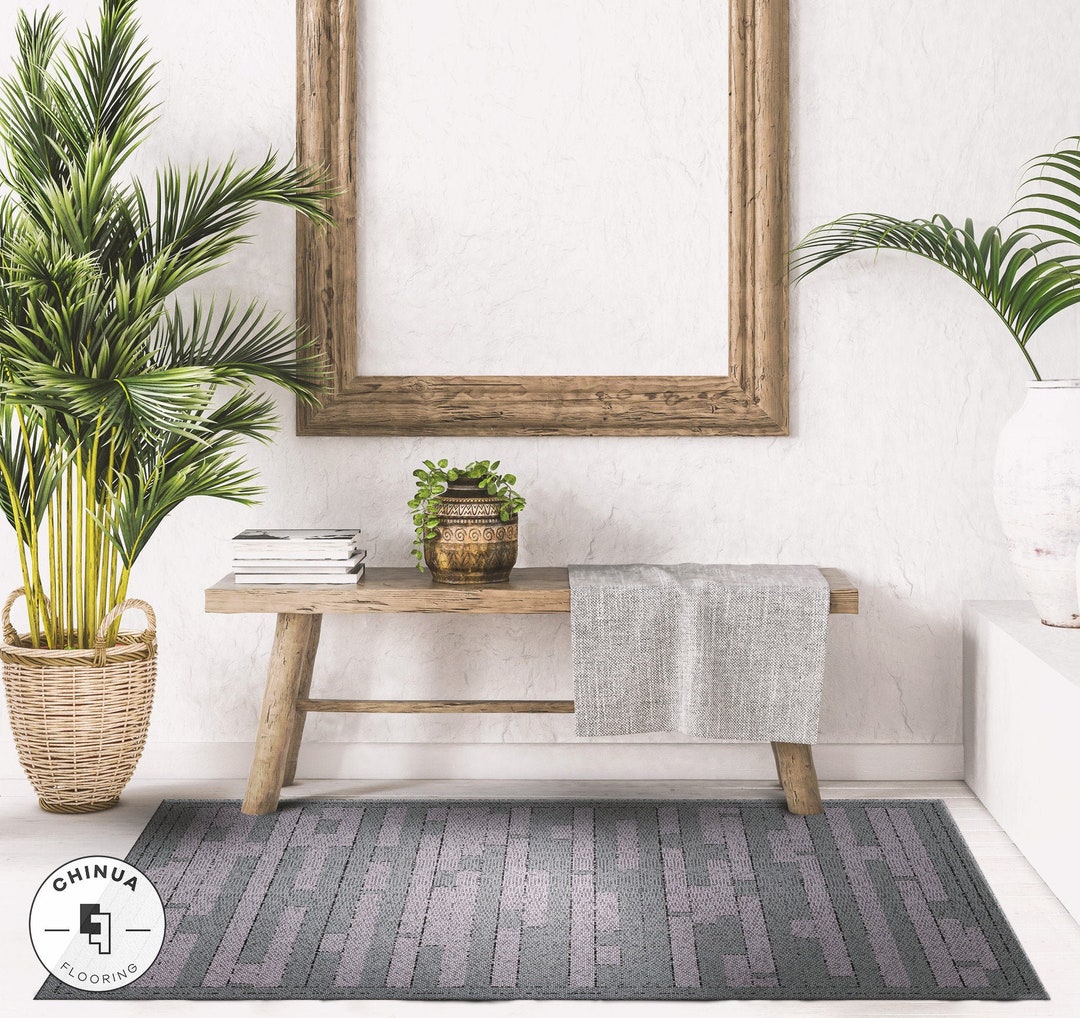 Gray Curb Vinyl PVC Mat, Plain Mat, Scandinavian, Boho Rug, Vinyl Floor ...