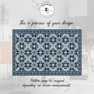 Nina Navy Vinyl PVC Mat, Bedroom Decor, Spanish Decor, Classic Rug ...