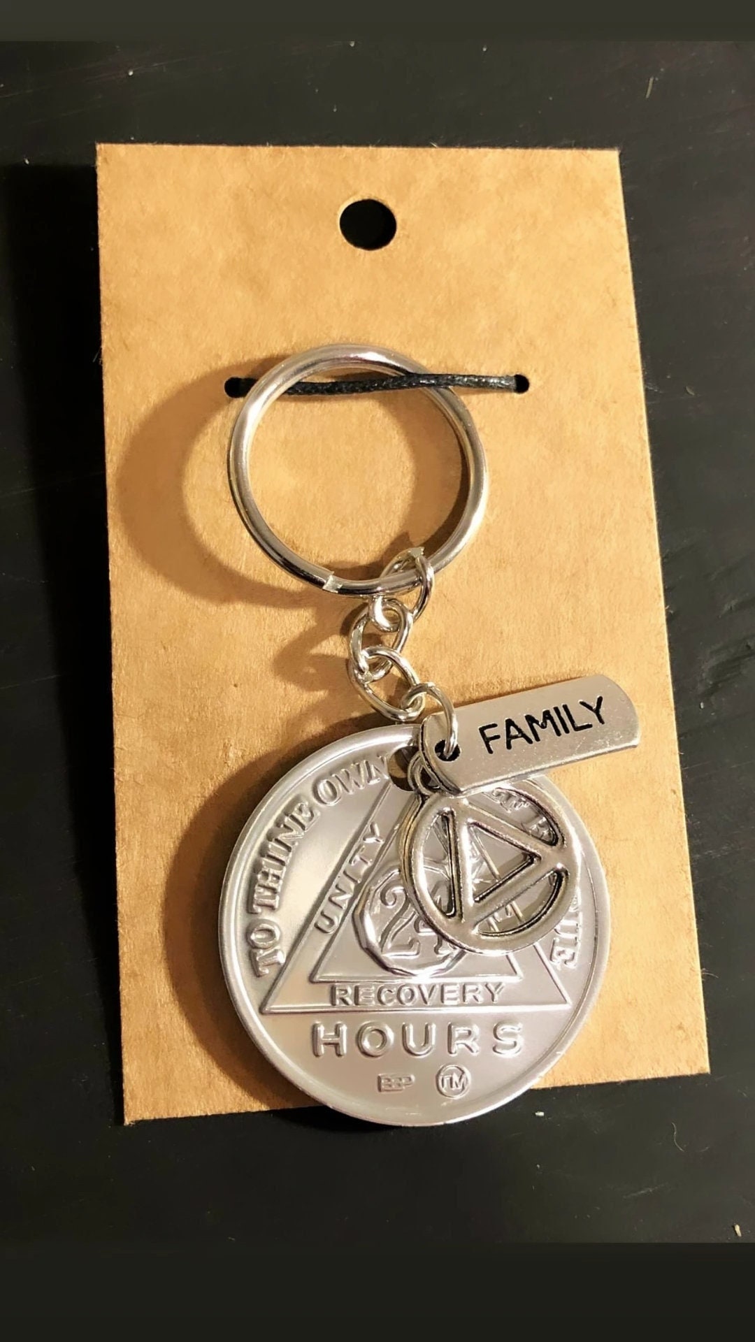 24 Hour Coin Keychain With AA & Family Charm. Recovery Gifts - Etsy