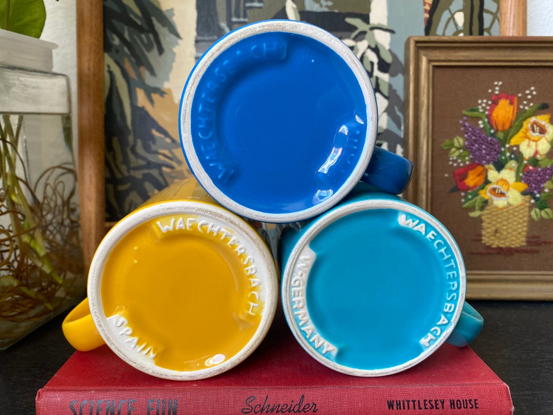 Vintage Waechtersbach Blau Gelb & Teal Tassen West German | Etsy