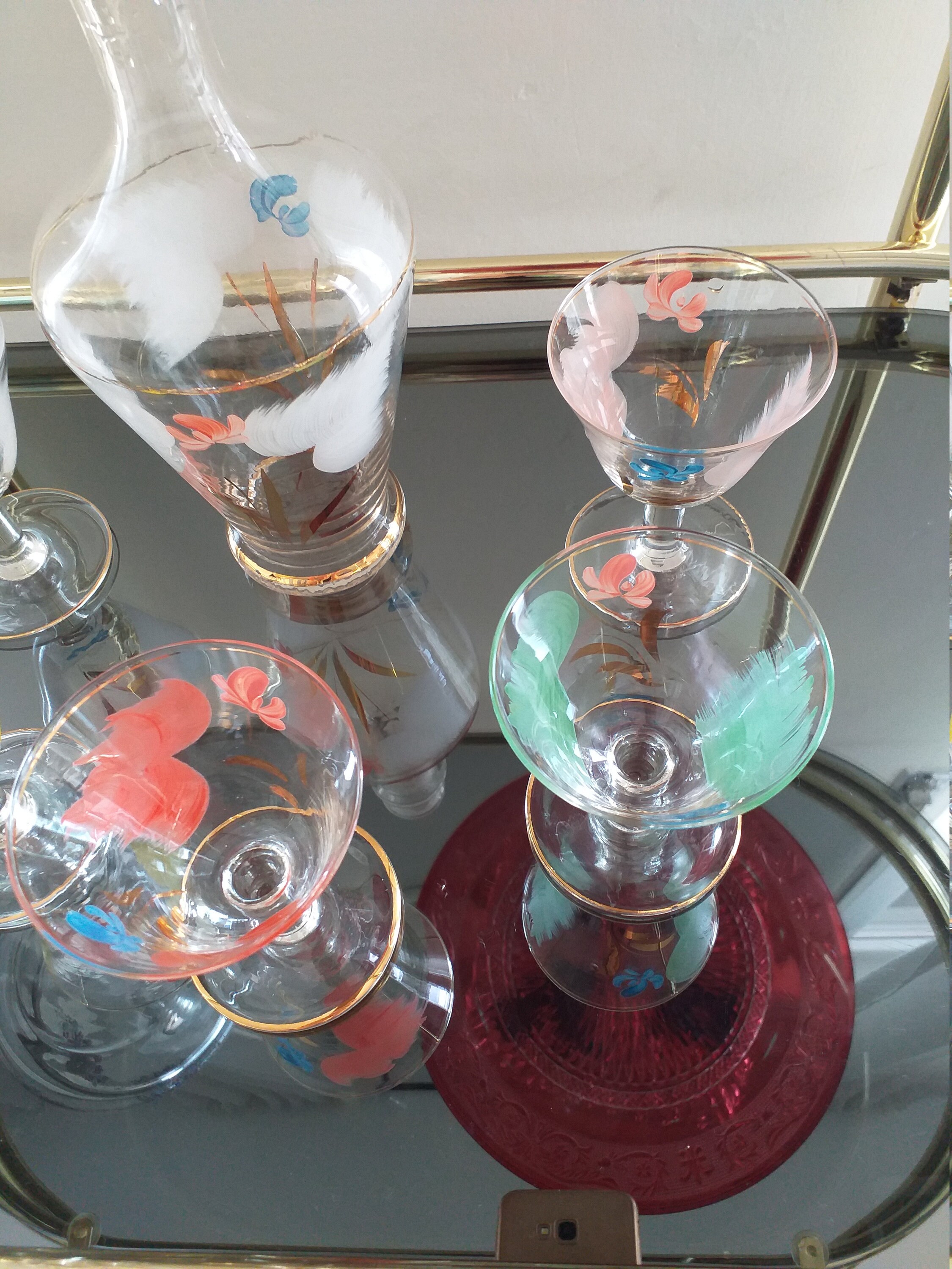 Home & Living Drink & Barware raro dipinto a mano in vetro vintage del ...