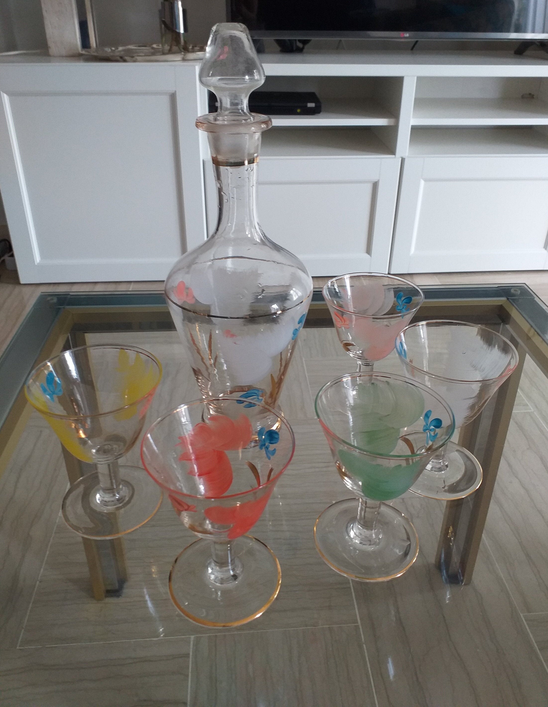 Home & Living Drink & Barware raro dipinto a mano in vetro vintage del ...