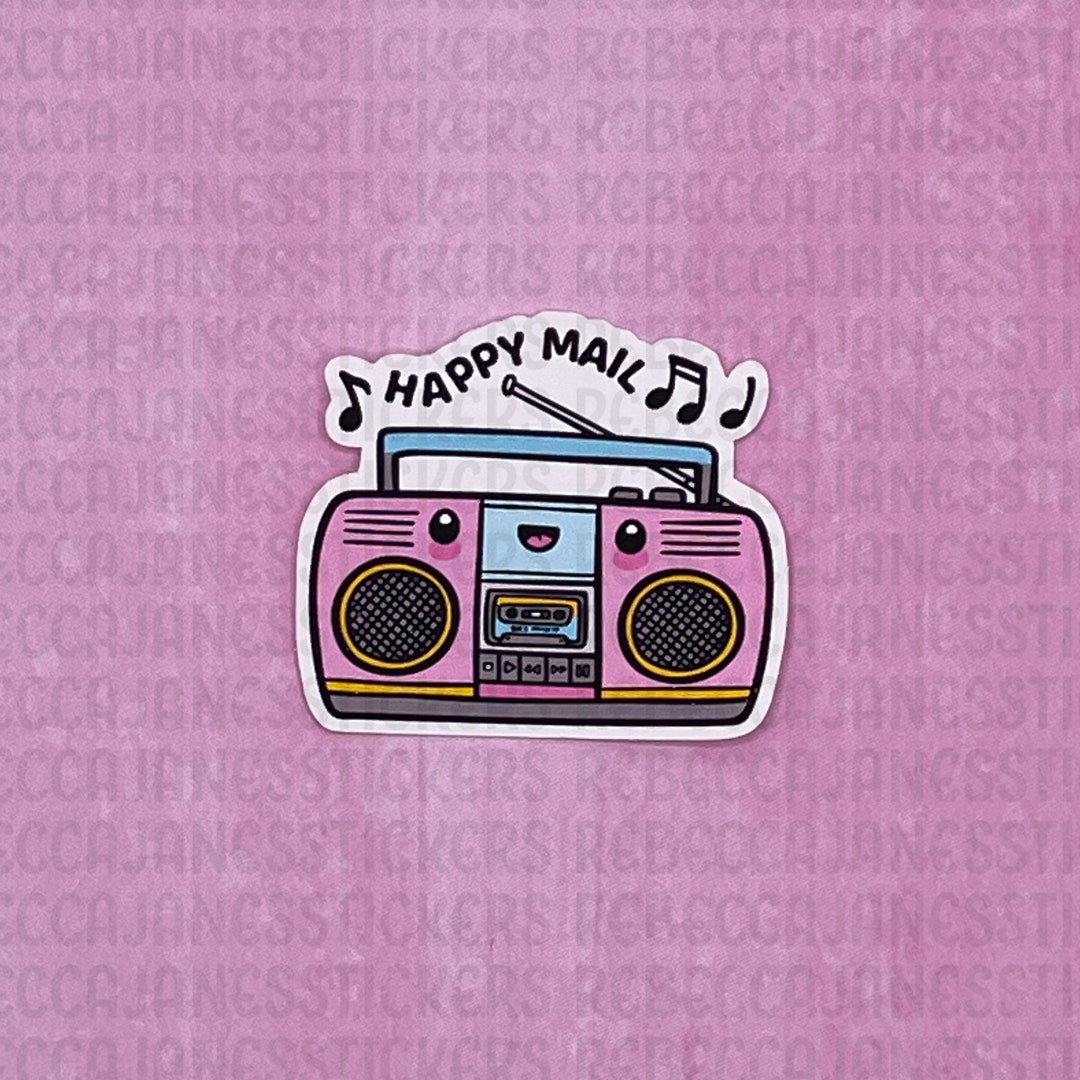 Cute Pink Boombox Happy Mail Sticker Flakes - Etsy