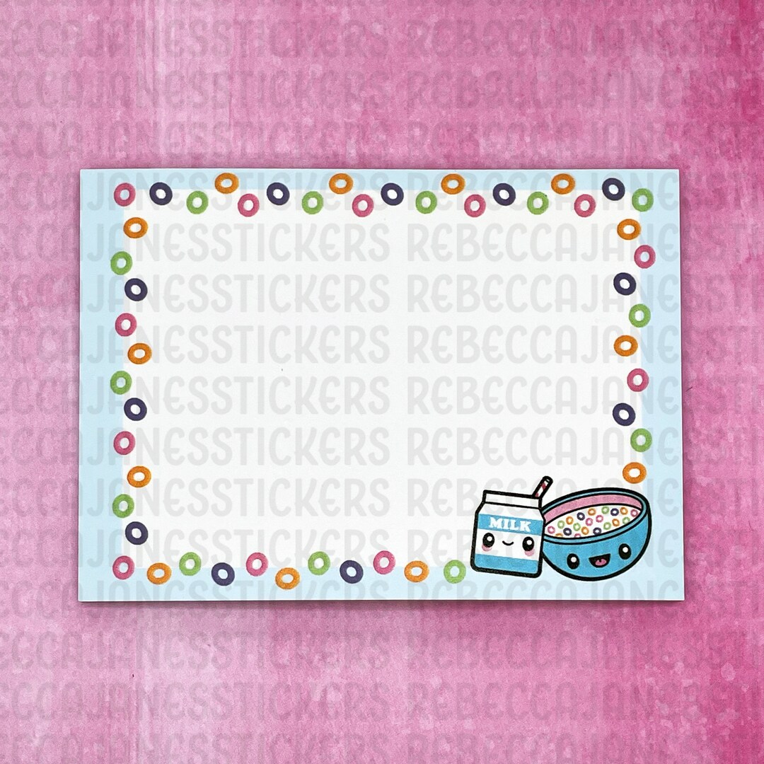 Cute Cereal and Milk Sticky Notes - Etsy
