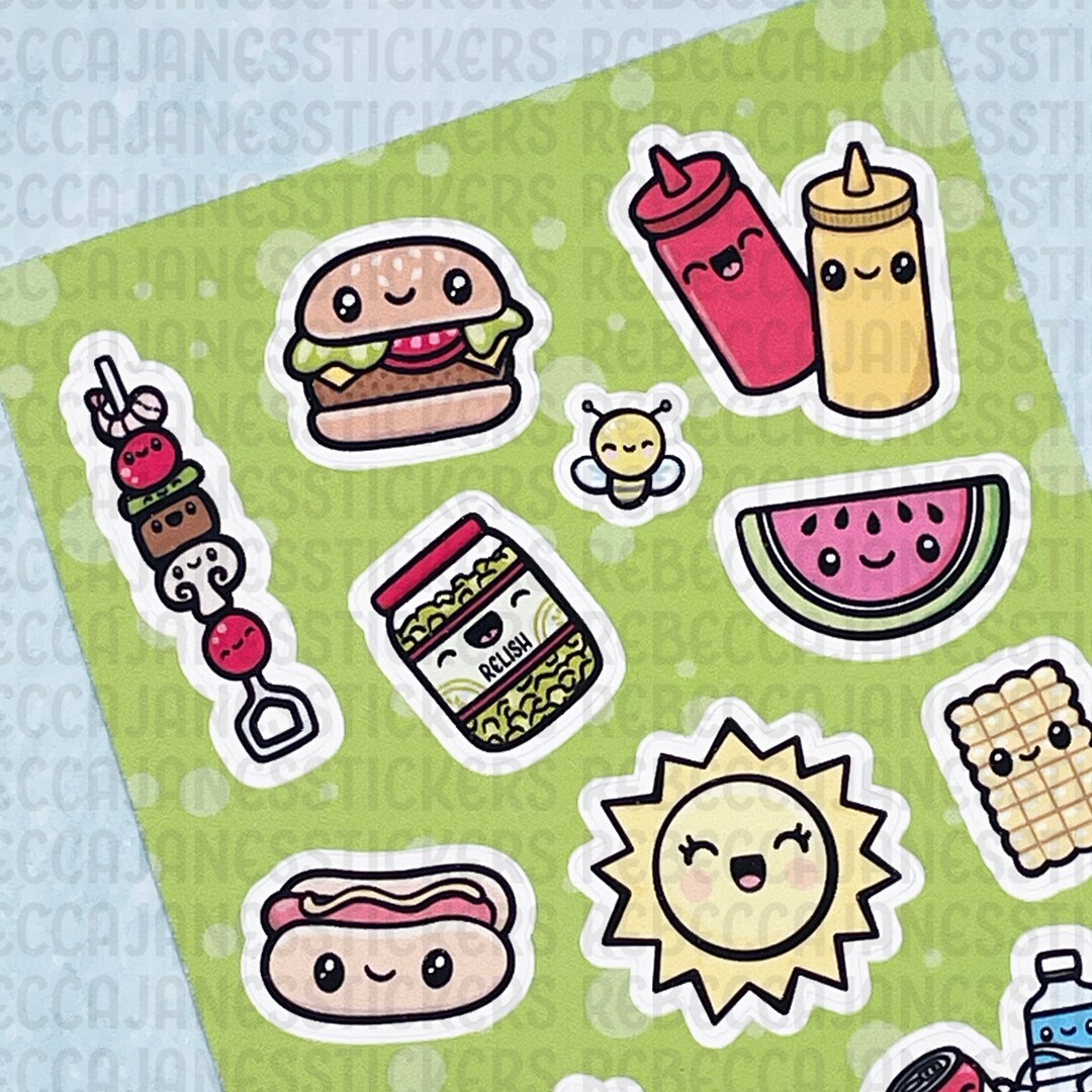 Cute BBQ Sticker Sheet - Etsy