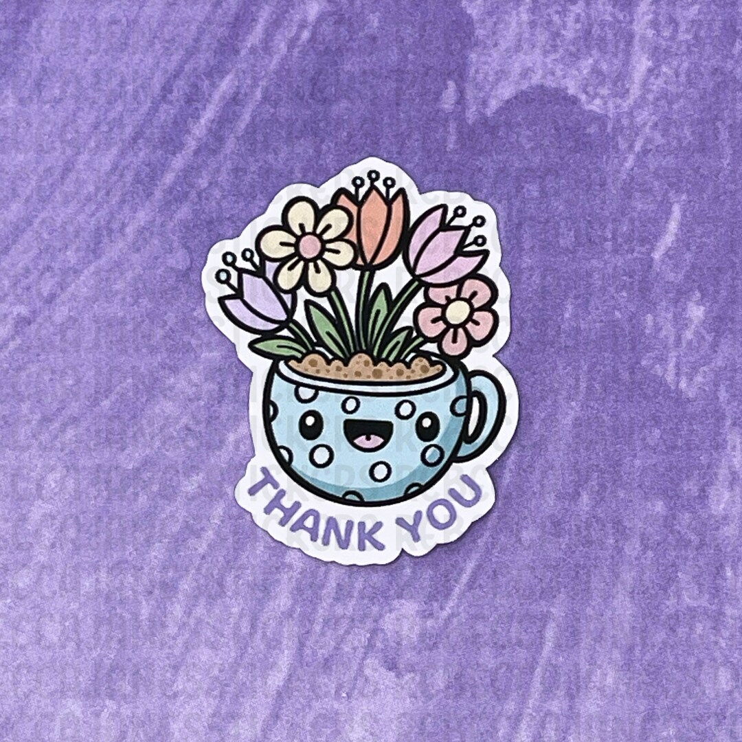 Cute Flowers Thank You Sticker Flakes - Etsy