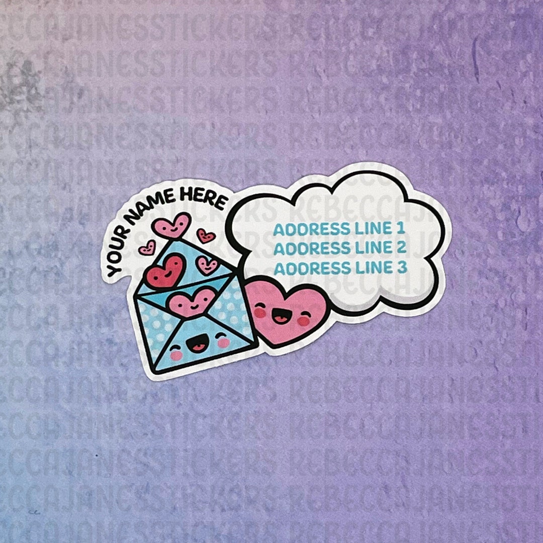 Cute Envelope With Pink and Red Hearts Return Address Label Sticker ...