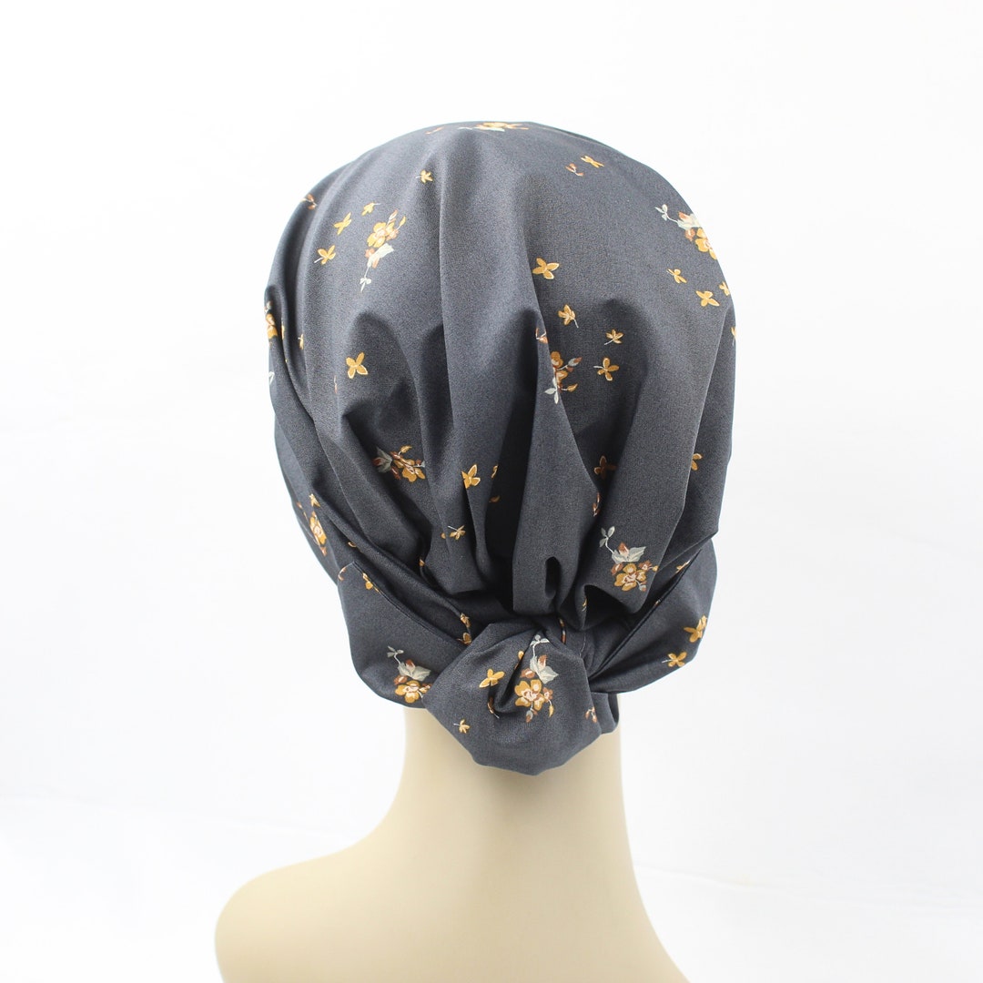 Modern Charcoal Grey Floral Hair Wrap Womens Hair Scarf Floral Head