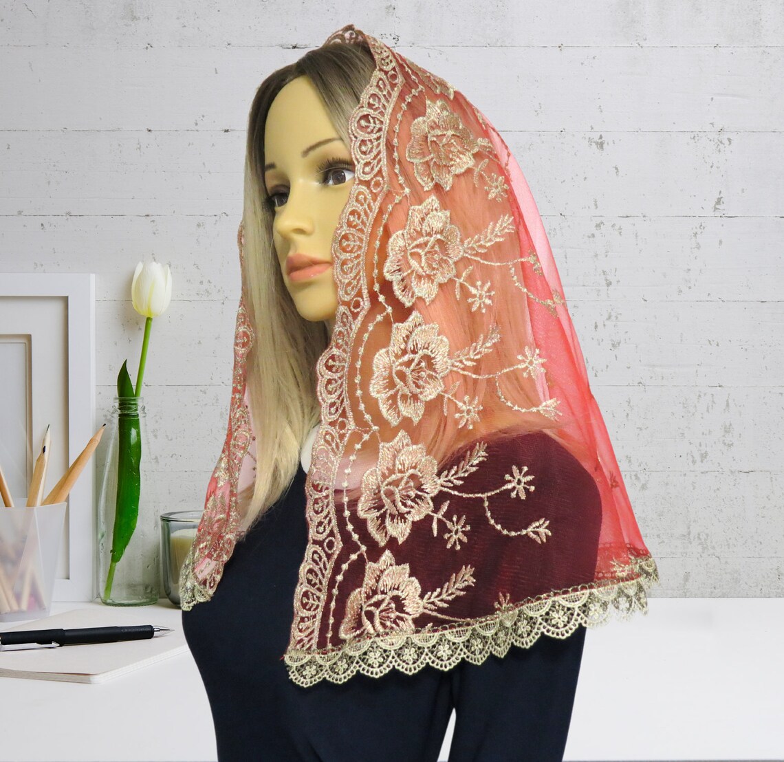 ROYAL BLUE CHAPEL Mantilla, Beautiful Traditional Vintage Inspired ...