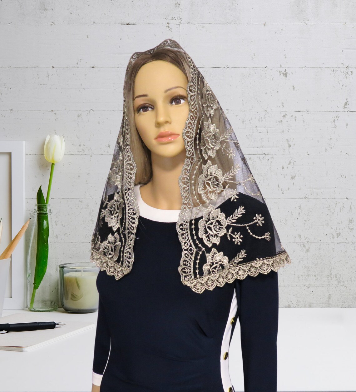 ROYAL BLUE CHAPEL Mantilla, Beautiful Traditional Vintage Inspired ...