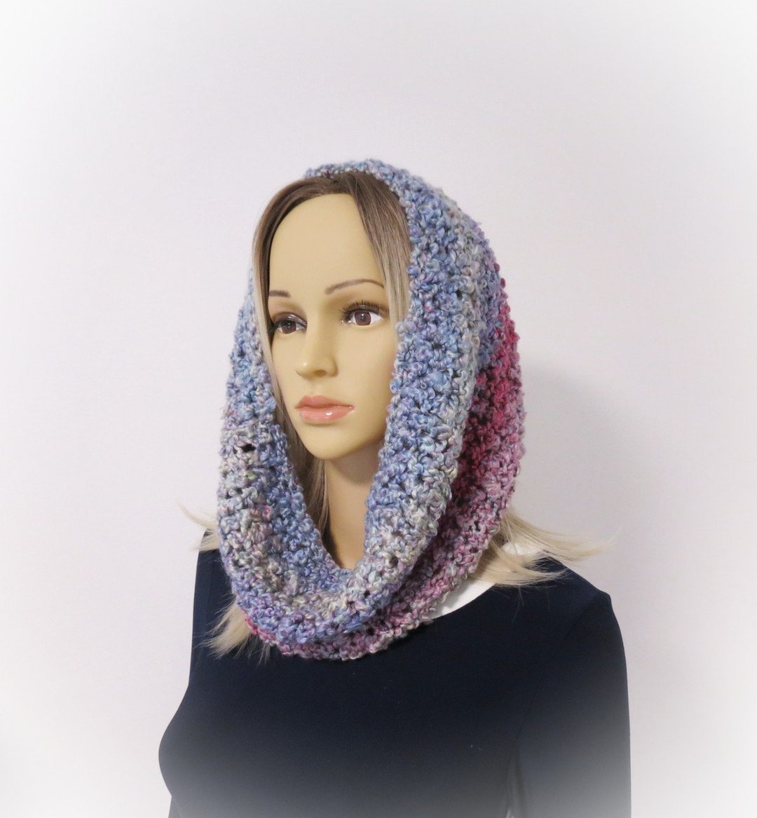Hand Knitted Infinity Scarf Praying Veil, Praying Scarf, Winter Hat ...