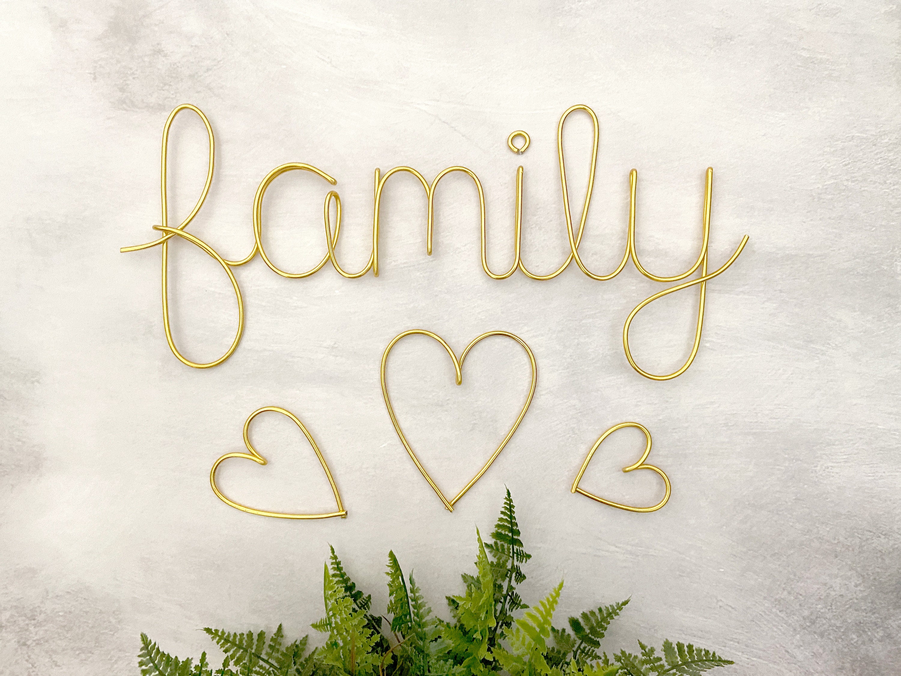 Family Script Word Sign Family Sign With Hearts Wire Word | Etsy