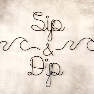Sip and Dip Wire Wall Art: Funny Hot Tub Decor - Etsy