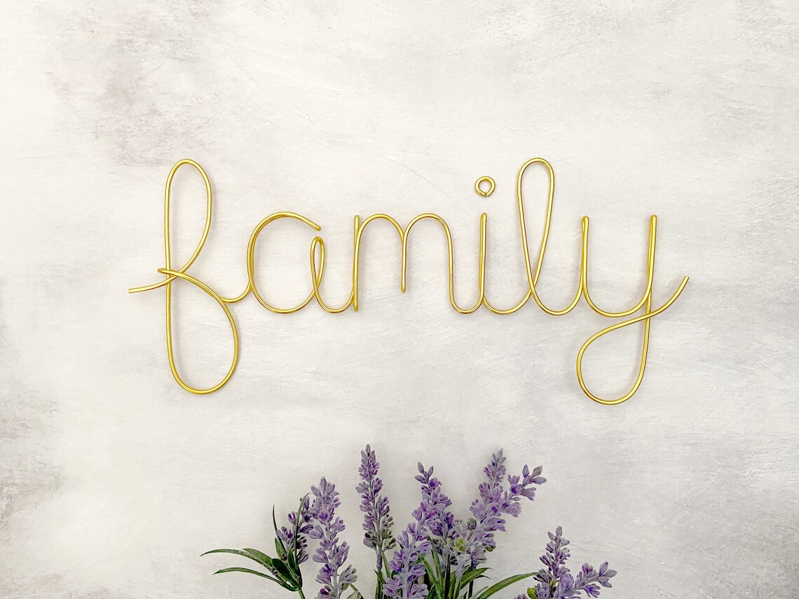 Family Script Word Sign Family Sign With Hearts Wire Word - Etsy
