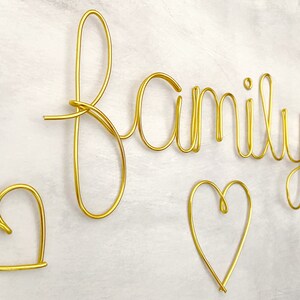 Family Script Word Sign, Family Sign With Hearts, Wire Word Sign, Wired ...
