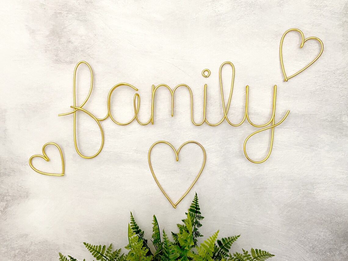 Family Script Word Sign Family Sign With Hearts Wire Word - Etsy