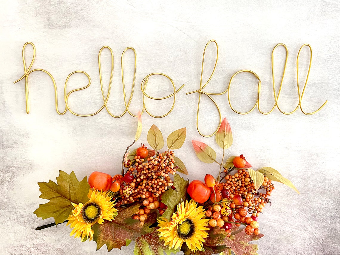 Hello Fall Pumpkin Sign Fall Wall Decor Hello Fall Sign | Etsy
