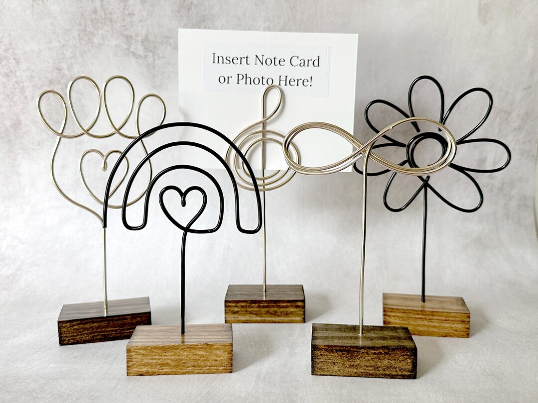 Wire Art Photo Holder: Desk Decor, Note Card Stand - Etsy