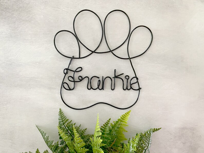 Dog Paw Name Sign Dog Wire Art Custom Pet Sign Puppy - Etsy