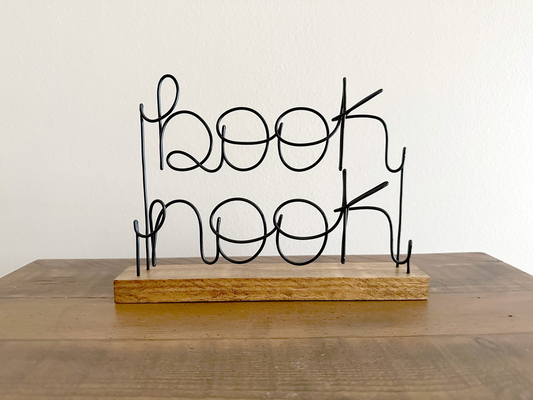 Book Nook Shelf Sign, Story Time Sign, Wire Words, Book Space Decor ...