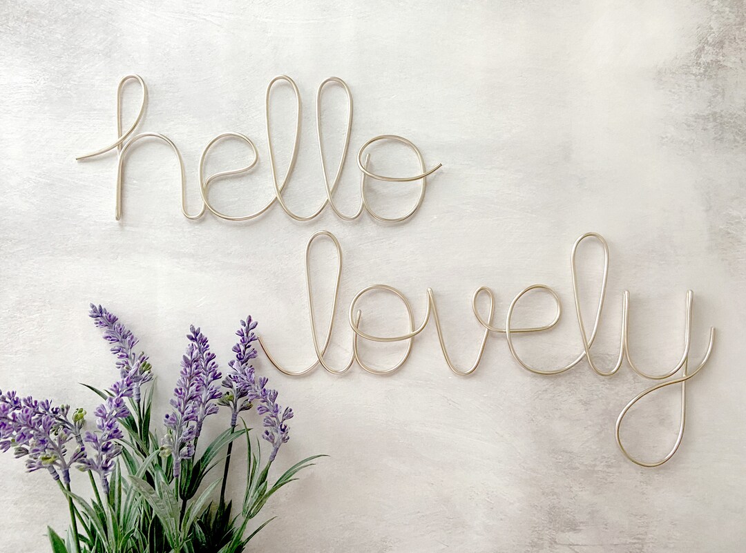 Hello Wire Wall Art, Modern Script Sign - Etsy