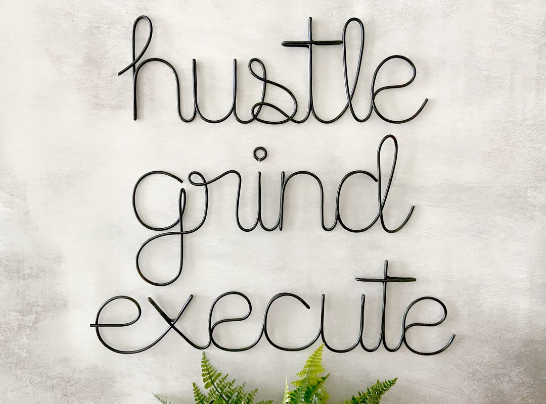 Hustle Grind Execute, Office Decor, Entrepreneur Decor, Modern Office ...