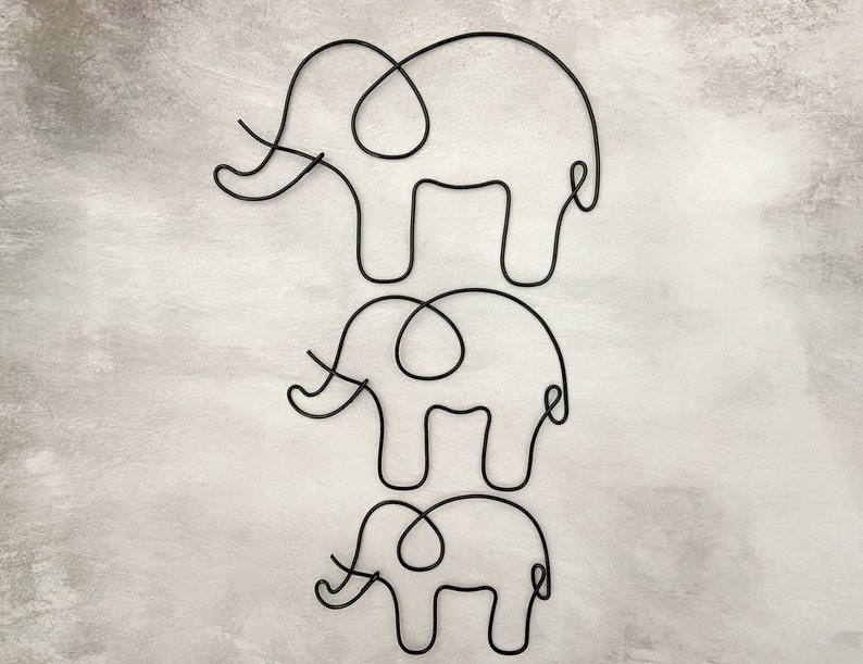 Wire Elephant Family Wall Art: Jungle Nursery Decor, Set of 3 - Etsy